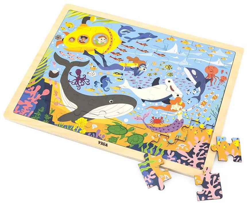 Dřevěné puzzle 48 dílků Viga Mořský život