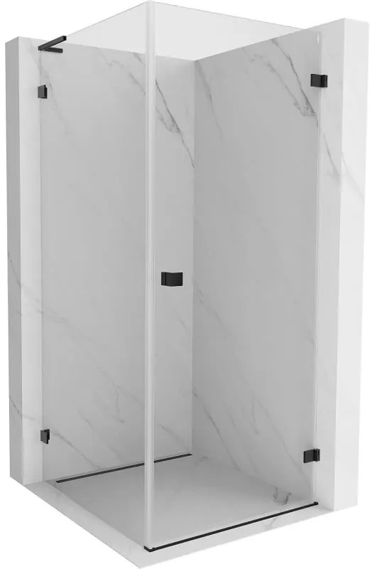 Mexen Lunar-B L pravý výklopný sprchový kout 80 x 80 cm, čiré sklo, černá matná, 832L-080-080-70-00-P