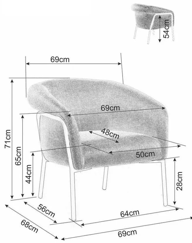 Křeslo Crumlin, šedá
