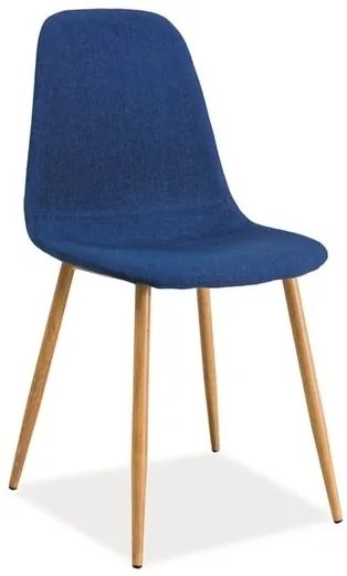 Jídelní čalouněná židle FOX modrá/dub