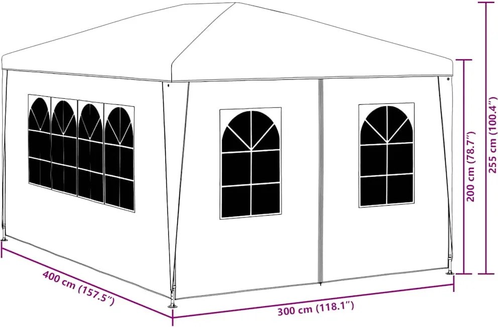 vidaXL Marketos Party stan 3 x 4 m modrý