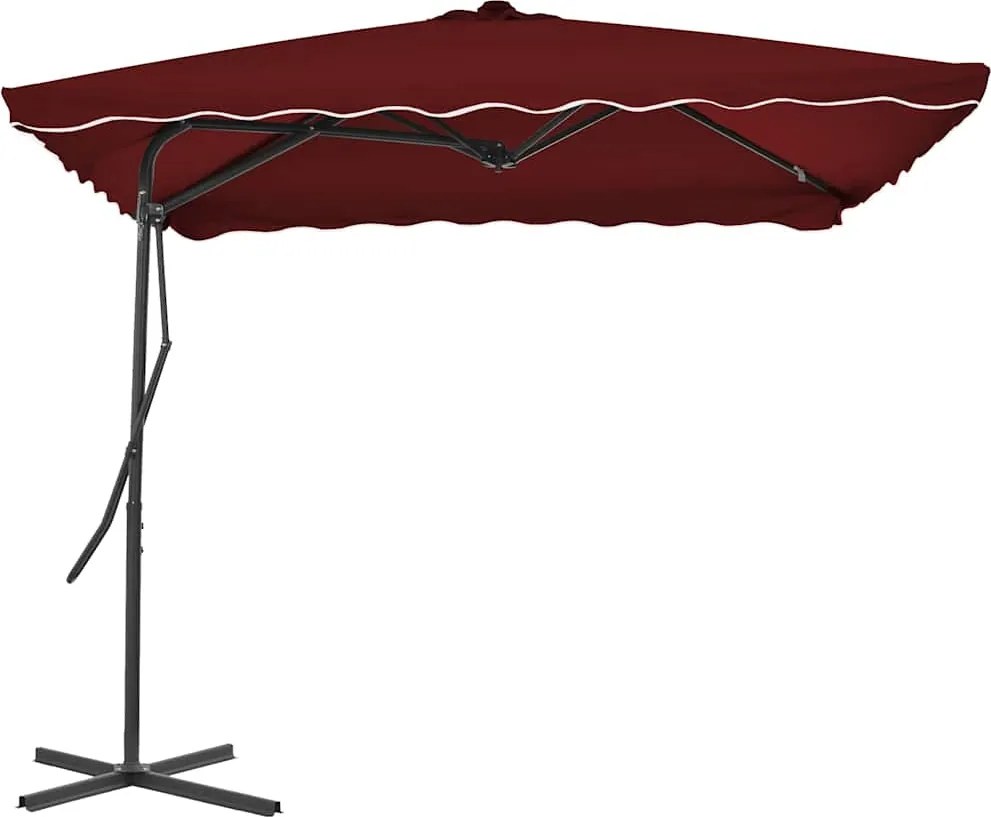 Zahradní slunečník s ocelovou tyčí bordó 250 x 250 x 230 cm 312514