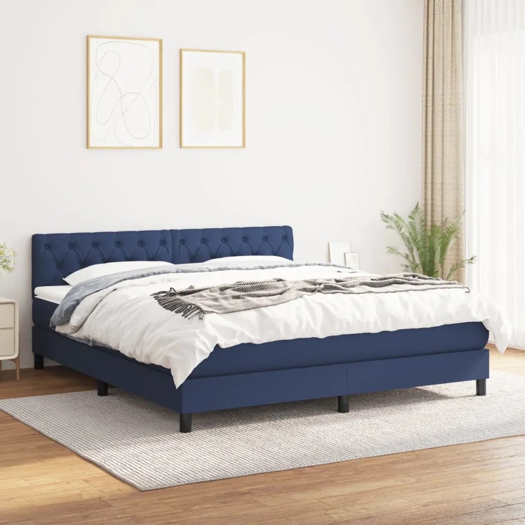 Box spring postel s matrací modrá 160x200 cm textil 3140311