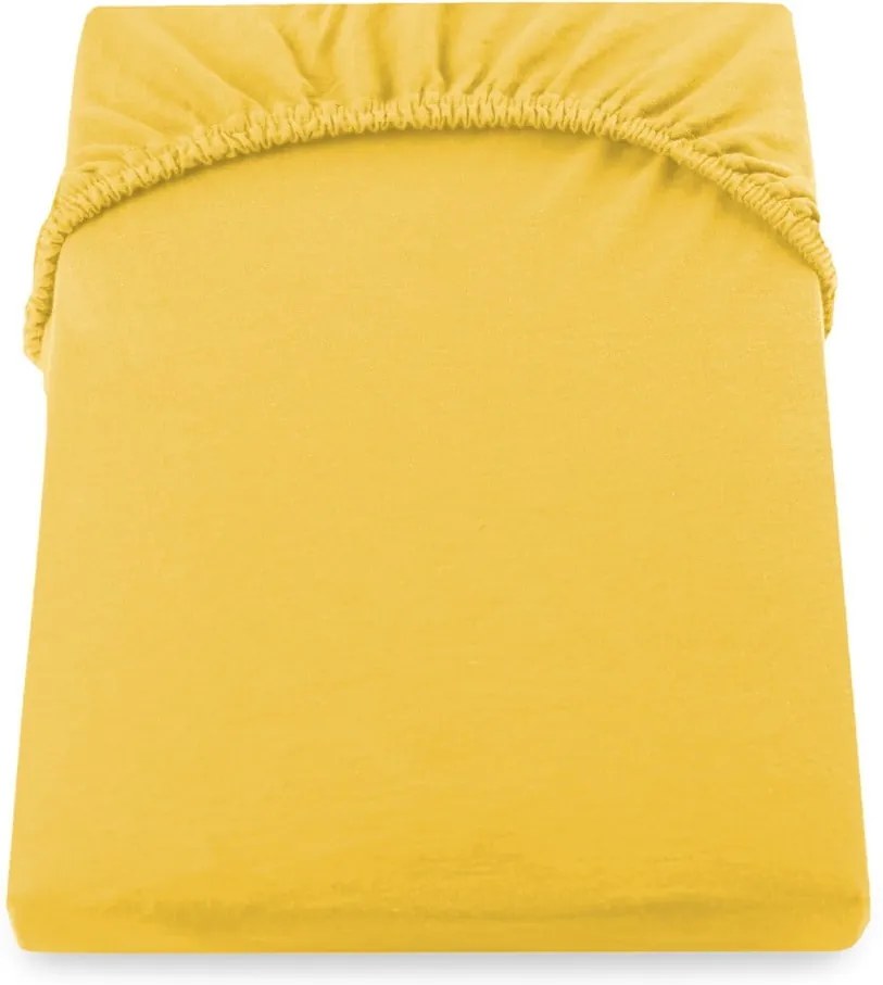 Žluté elastické prostěradlo DecoKing Nephrite, 160 - 180 cm