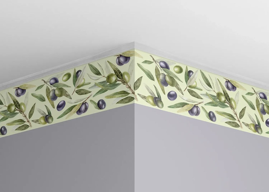Samolepící bordura na zeď Olivová Ratolest Na Mentolově Zelené | 5 m x 13.8 cm | DWB8517