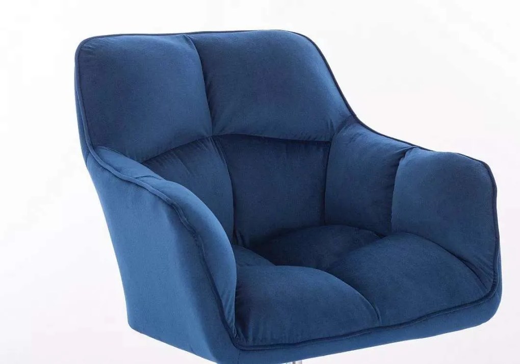 LuxuryForm DESIGN Otočné křeslo AMALFI VELUR na zlaté podstavě s kolečky - modré