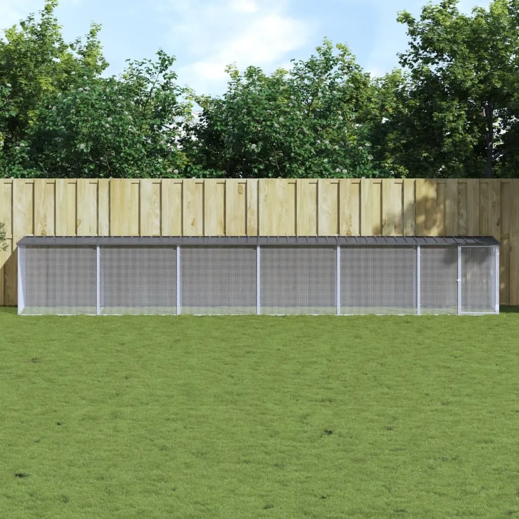 Klec pro kuřata se střechou antracitová 603 x 98 x 90 cm ocel 3189051