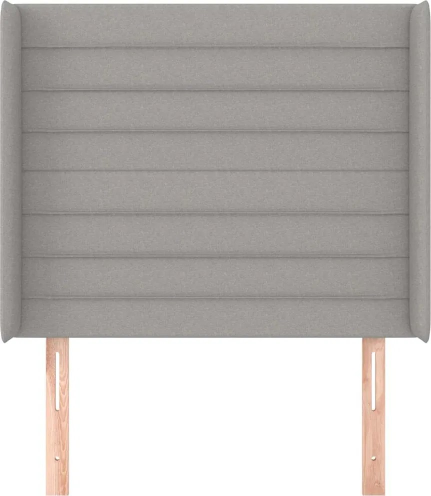Čelo postele typu ušák světle šedé 83x16x118/128 cm textil 3119694