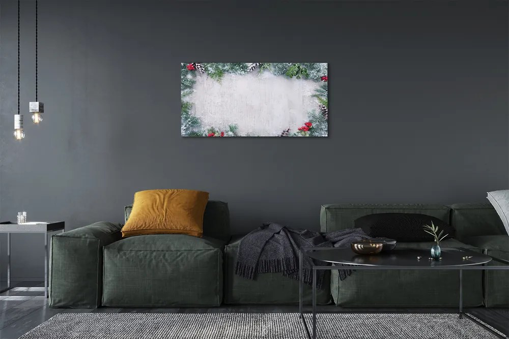 Obrazy na plátně Sněhové šišky, větvičky 125x50 cm