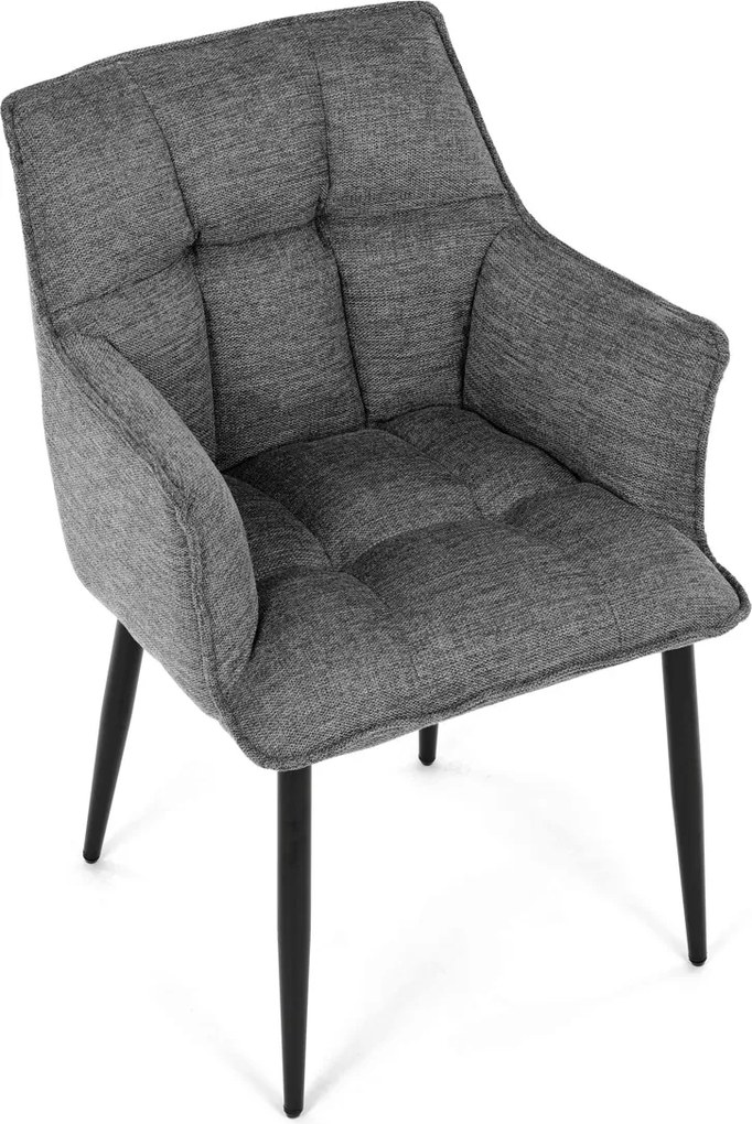 Jídelní židle AMY - šedá látka / černé kovové nohy