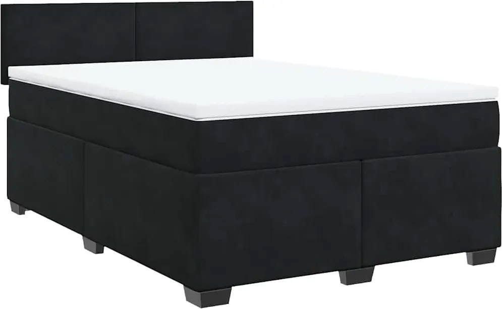 Box spring postel s matrací černá 160x200 cm samet 3286350