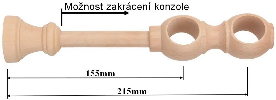 Garnýž 220 cm dvouřadá - dvojitá, odstín borovice