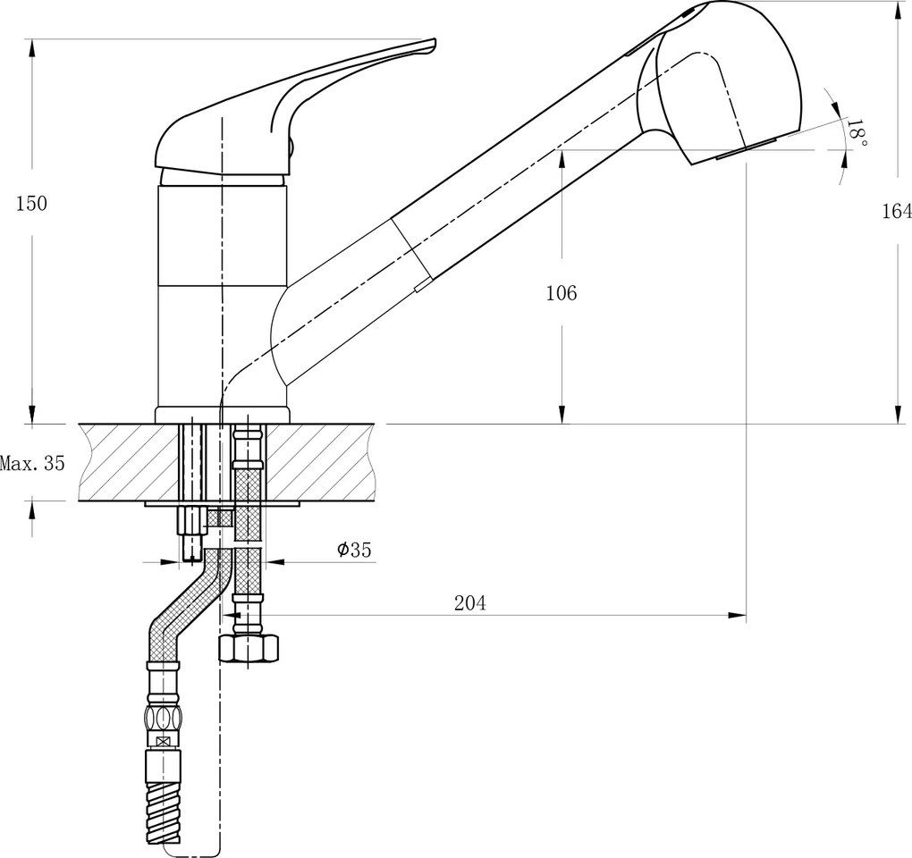 Aqualine 52137 dřezová baterie stojánková páková