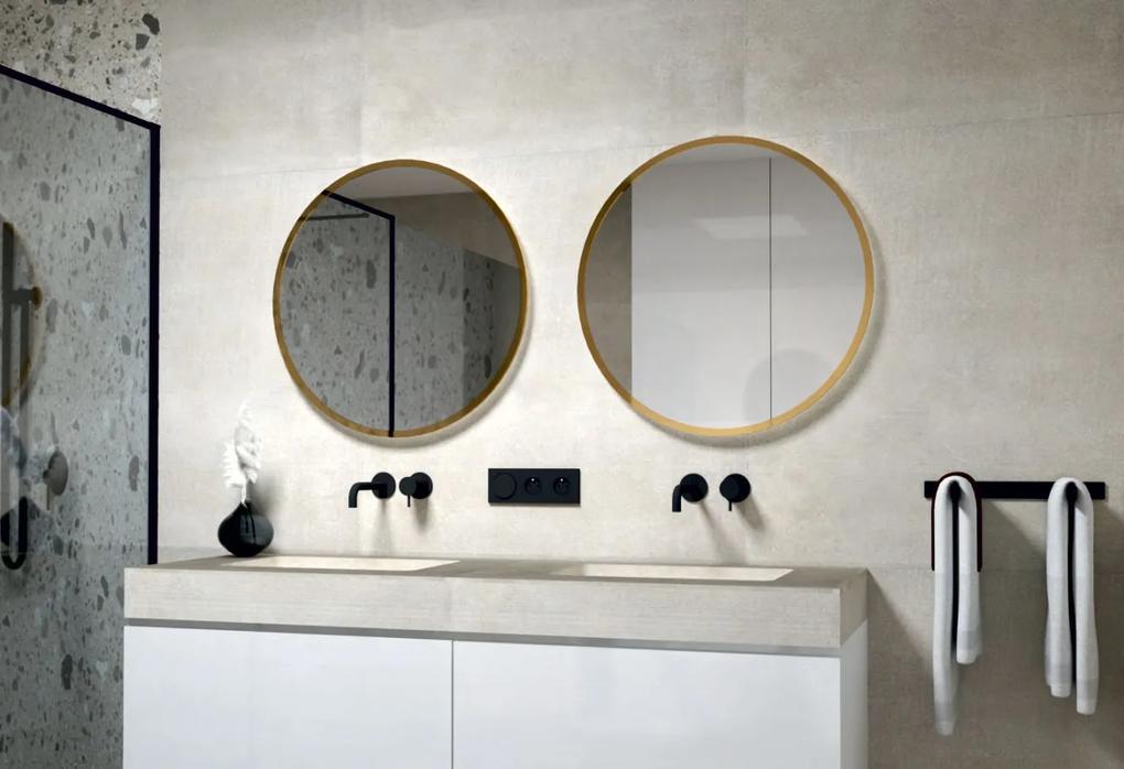 BPS-koupelny Zrcadlo ve zlatém kovovém rámu s LED podsvícením po obvodu Nikoletta LED 17 GOLD Typ: bez vypínače, Rozměry (cm): 60x60 - (Nikoletta LED 17/60 GOLD)