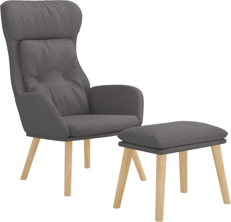 Relaxační křeslo s podnožkou tmavě šedé textil 3097751