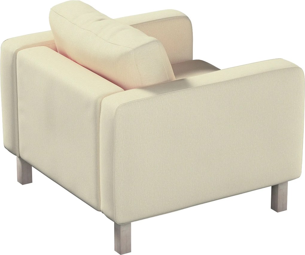 Potah na křeslo IKEA Karlstad, krátký barva krémová látka lesklé, pletený vzor