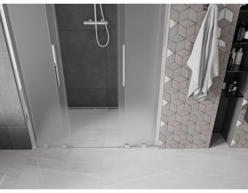 Mexen Velar Duo, posuvné sprchové dveře do otvoru 160 cm, 8mm sklo námraza, chromová, 871-160-000-32-01
