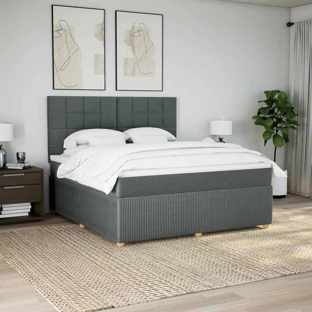 Box spring postel s matrací tmavě šedá 180x200 cm textil 3294436