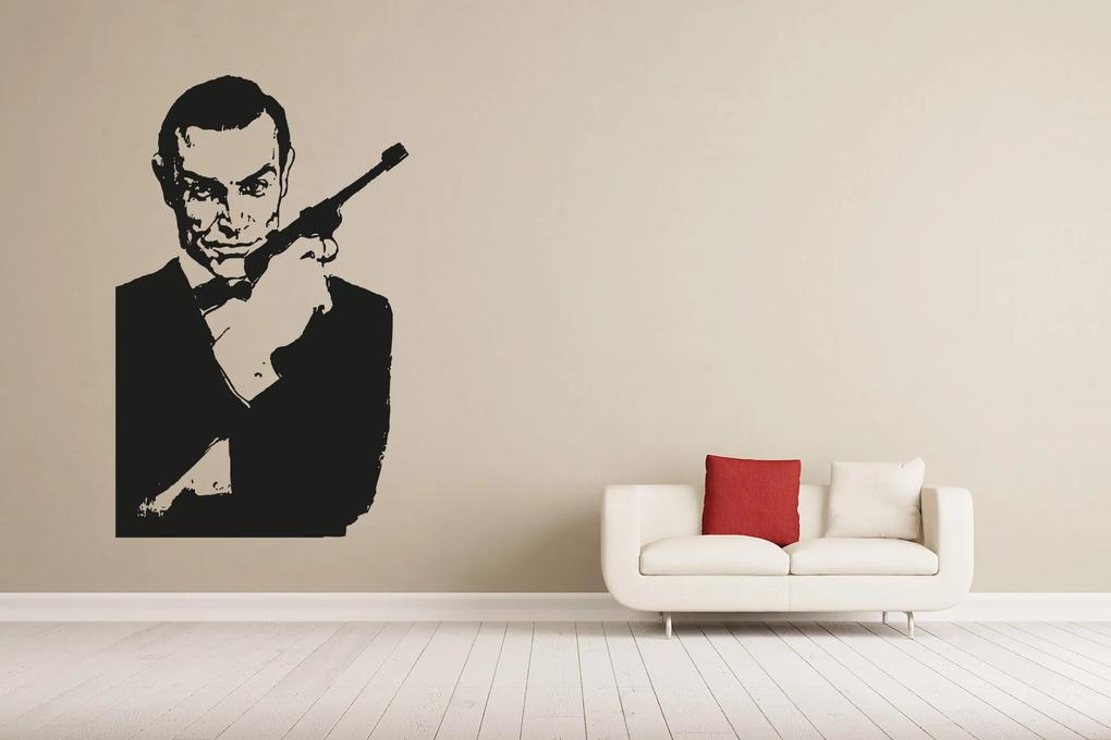 Lepy.cz Samolepka na zeď James Bond -Sean Connery Velikost (šířka x výška): 75x120cm, Barevná varianta: Tmavě červená