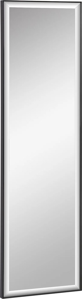 HOMCOM Nástěnné Zrcadlo 120L x 35W cm - Nátěr proti rozbití, Dodávaný instalační systém - Rám z černé hliníkové slitiny