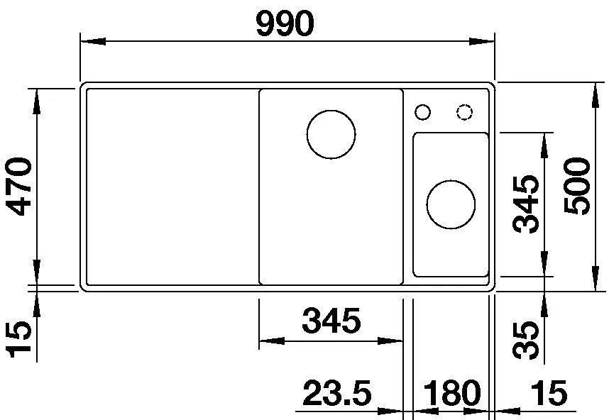 Blanco AXIA III 6 S-F InFino Silgranit káva dřev.kráj.deska dřez vlevo s exc.