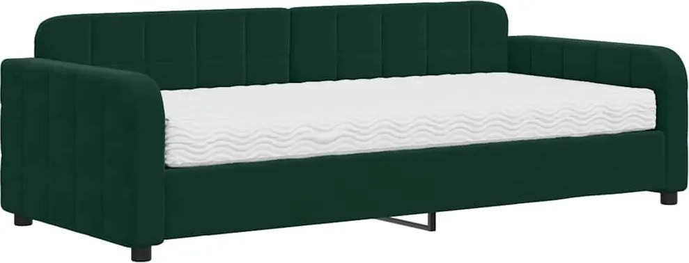 Válenda s matrací tmavě zelená 90 x 200 cm samet 3196907
