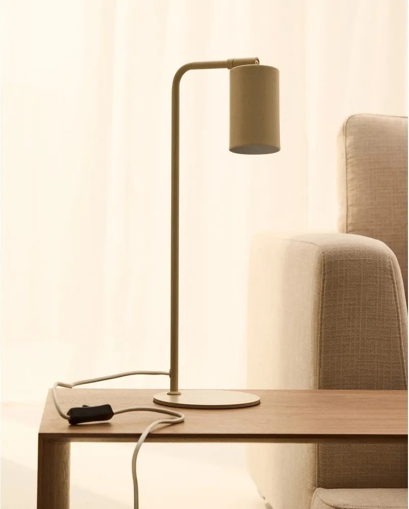 Béžová kovová stolní lampa (výška 49 cm) Manie – Kave Home