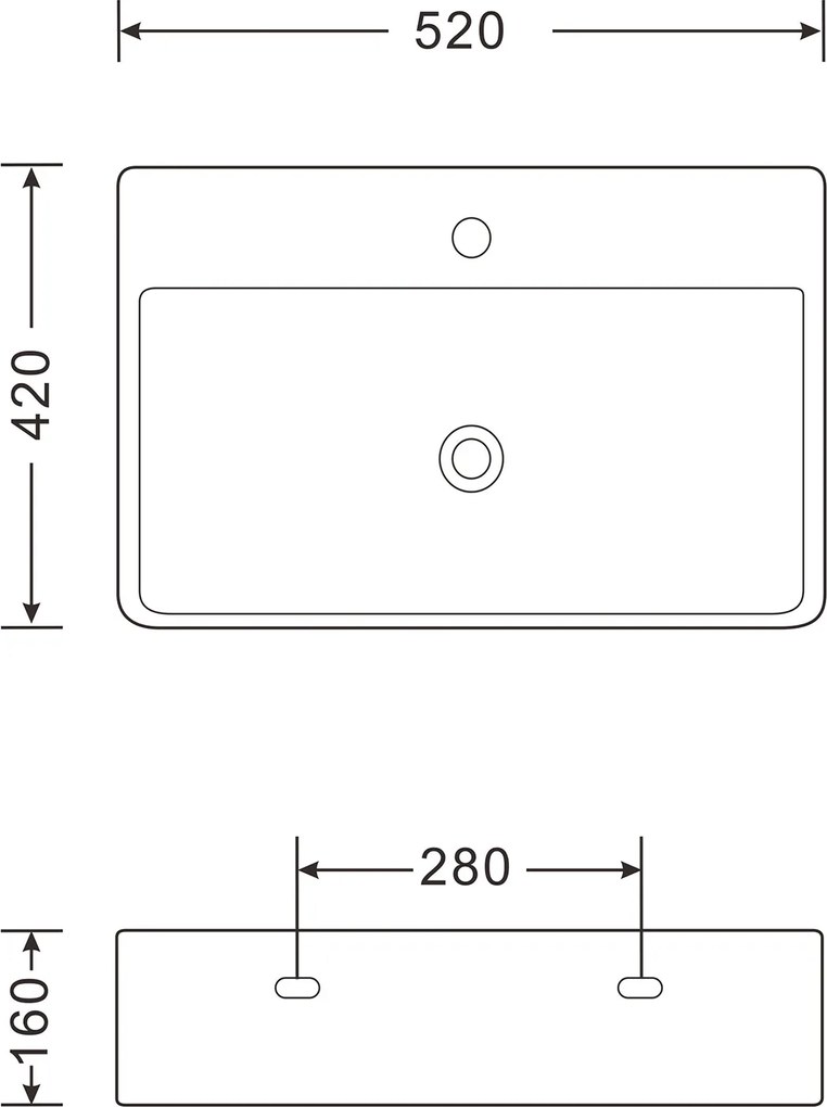 Bruckner Neasa umyvadlo 52 x 42 cm s otovrem pro baterii s přepadem keramické bílá 201.116.4