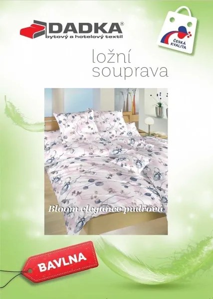 DADKA Bavlněné povlečení Bloom elegance pudrová 240x220, 2x70x90 cm
