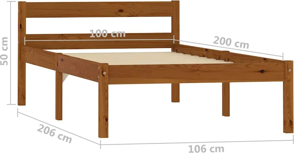 Rám postele medově hnědý masivní borovice 100 x 200 cm 283209