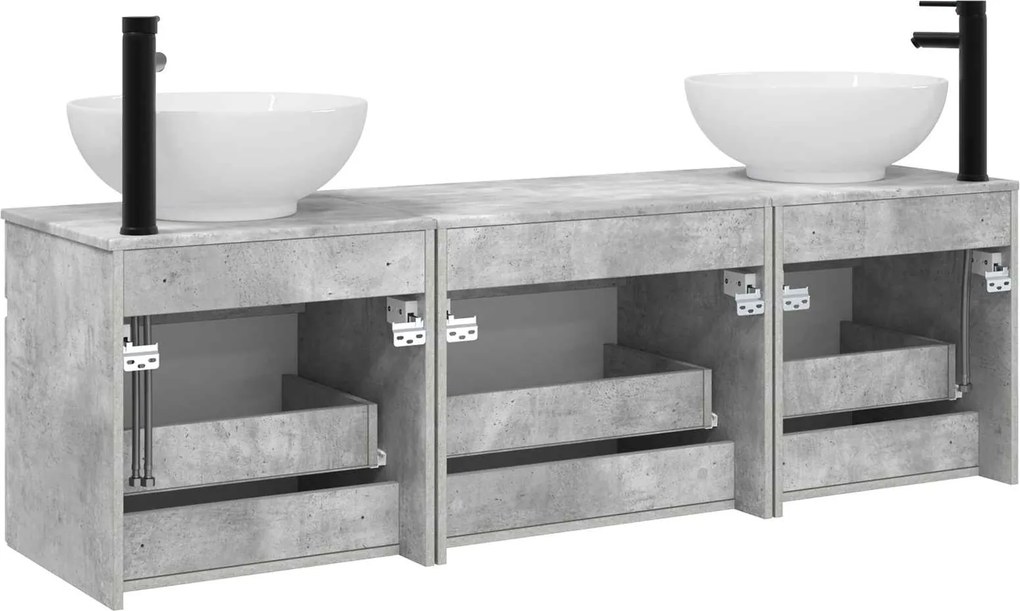 Sada koupelnových skříněk 3 ks Betonově šedá 3405760