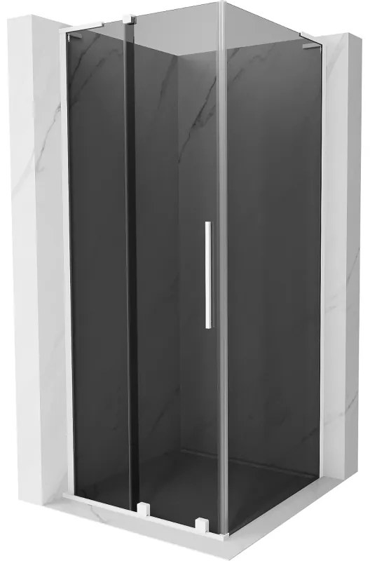Mexen Velar L, sprchový kout s posuvnými dveřmi 100 x 100 cm, 8mm šedé sklo, bílá matná, 871-100-100-43-20