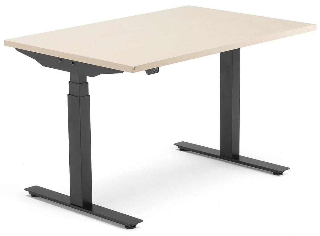 AJ Produkty Výškově nastavitelný stůl MODULUS, 1200x800 mm, černý rám, bříza