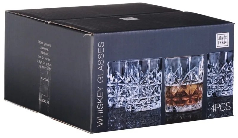 EXCELLENT Sklenice broušené whiskey EXCELLENT sada 4 ks KO-YE6300830