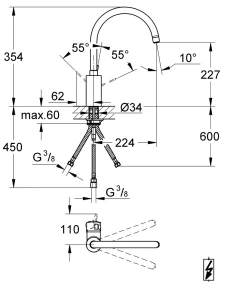 GROHE 31180000 - Dřezová baterie EUROSMART COSMOPOLITAN lesklý chrom