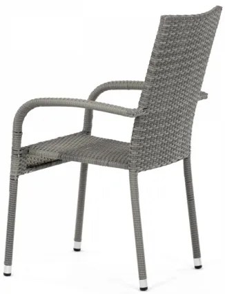 Zahradní židle stohovatelná šedý umělý ratan kov AZC-S2114 GREY