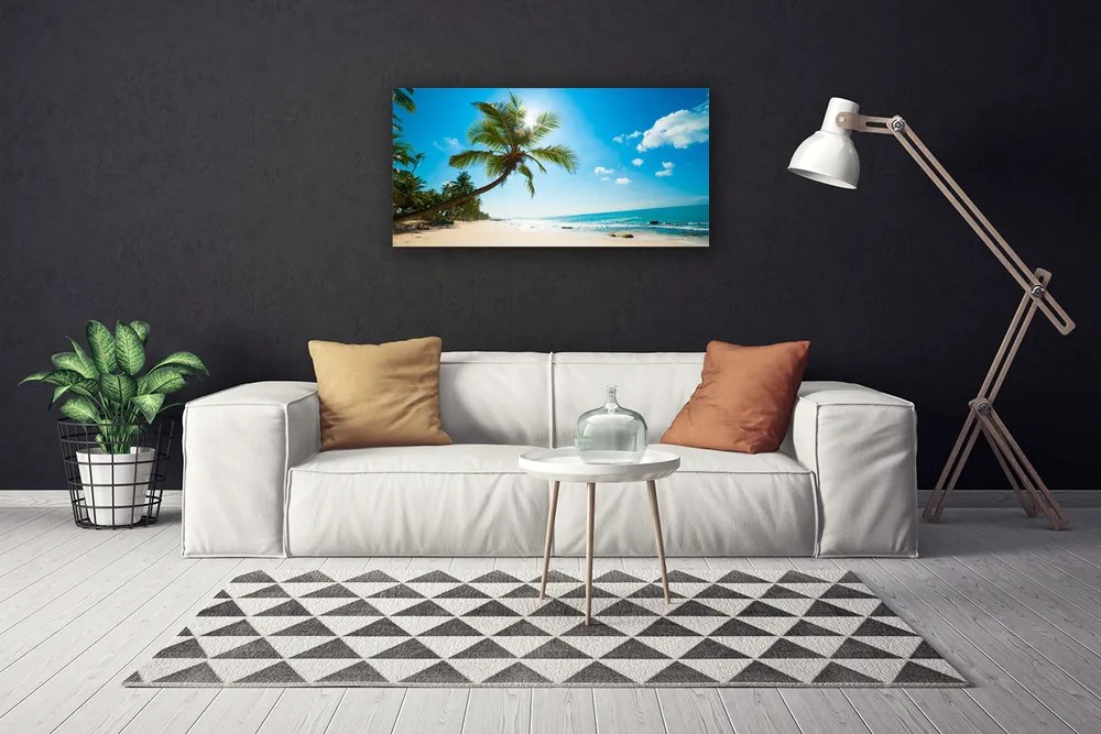 Obraz na plátně Palma Strom Pláž Krajina 125x50 cm