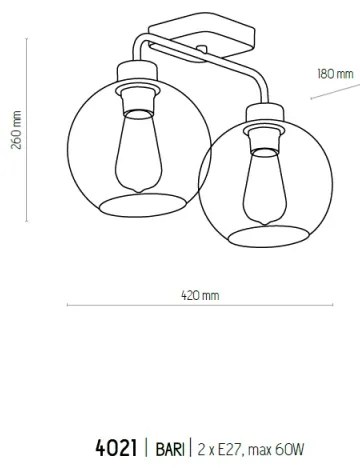 Přisazený lustr BARI 2xE27/60W/230V