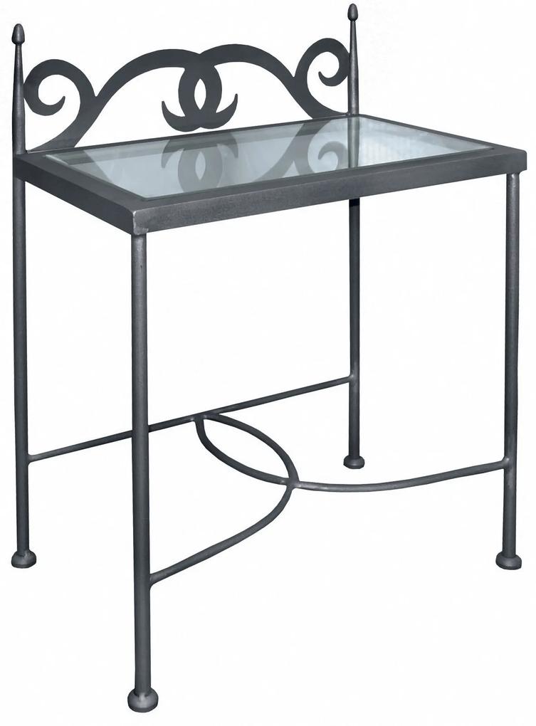 Iron Art CARTAGENA noční stolek se sklem