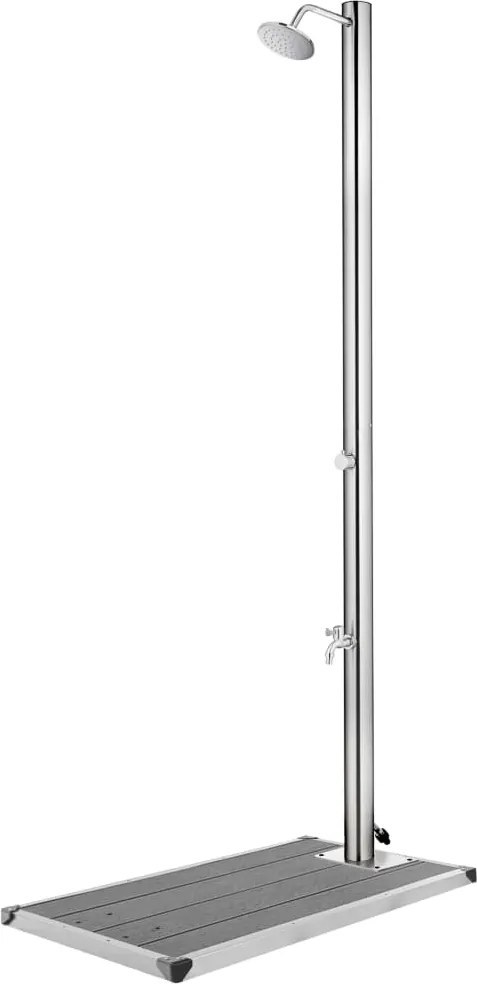 Zahradní sprcha s šedou základnou 220 cm nerezová ocel 3070793