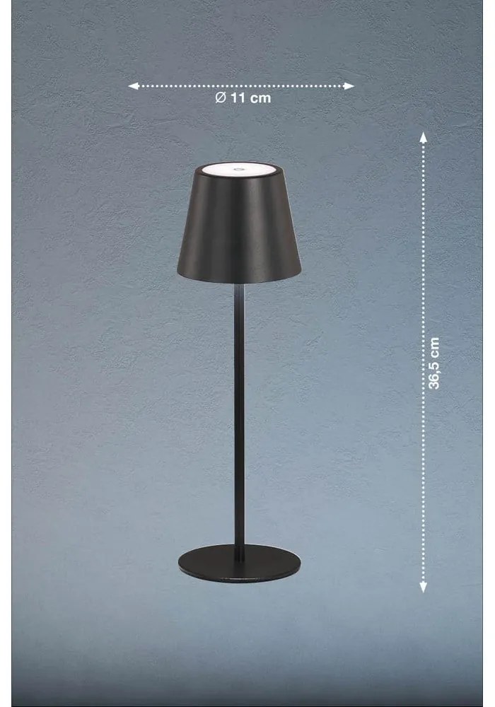 Černá LED stolní lampa s kovovým stínidlem (výška 36,5 cm) Viletto – Fischer & Honsel