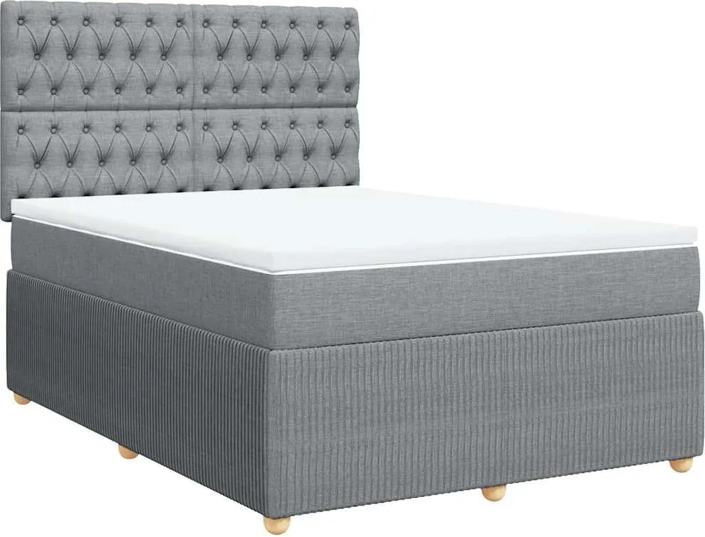 Box spring postel s matrací světle šedá 140 x 200 cm textil 3292086