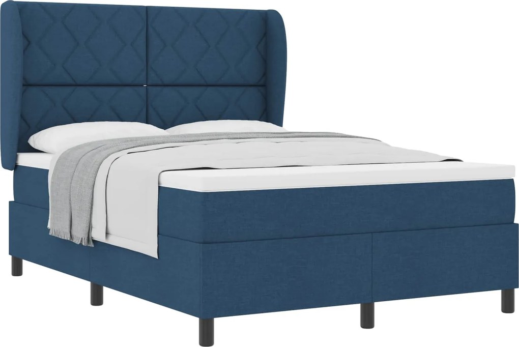 Postel s boxspringem s čelo Modrá 160 x 200 cm textil 3340640