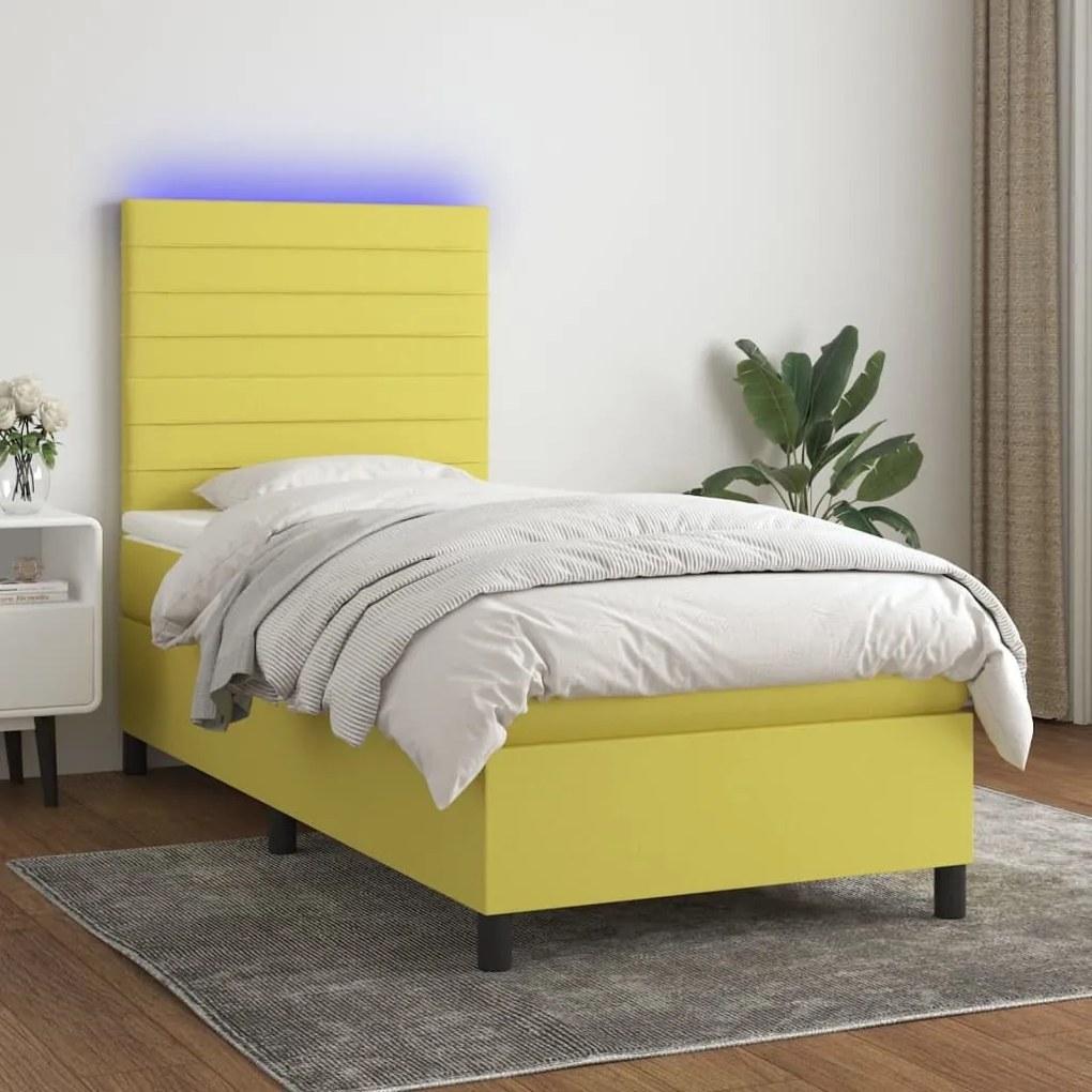 vidaXL Box spring postel s matrací a LED 100x200 cm textil [3134934] Barva: světle šedá