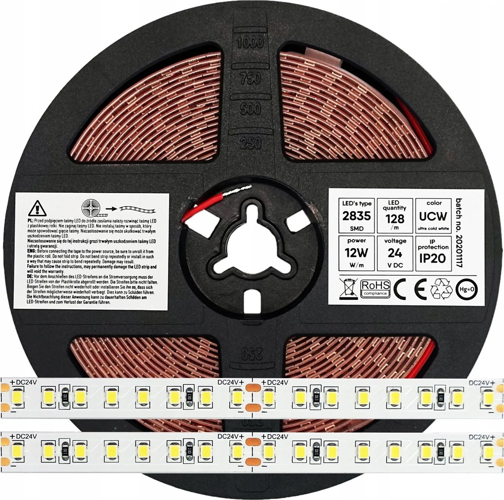 Led páska LL 24V 640LED 2700K Teplá Ra90 5LG 3 m
