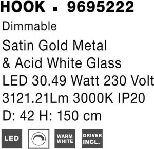Závěsné LED svítidlo NOVA LUCE HOOK 30,49W 3000K 9695222 stmívatelné Triac