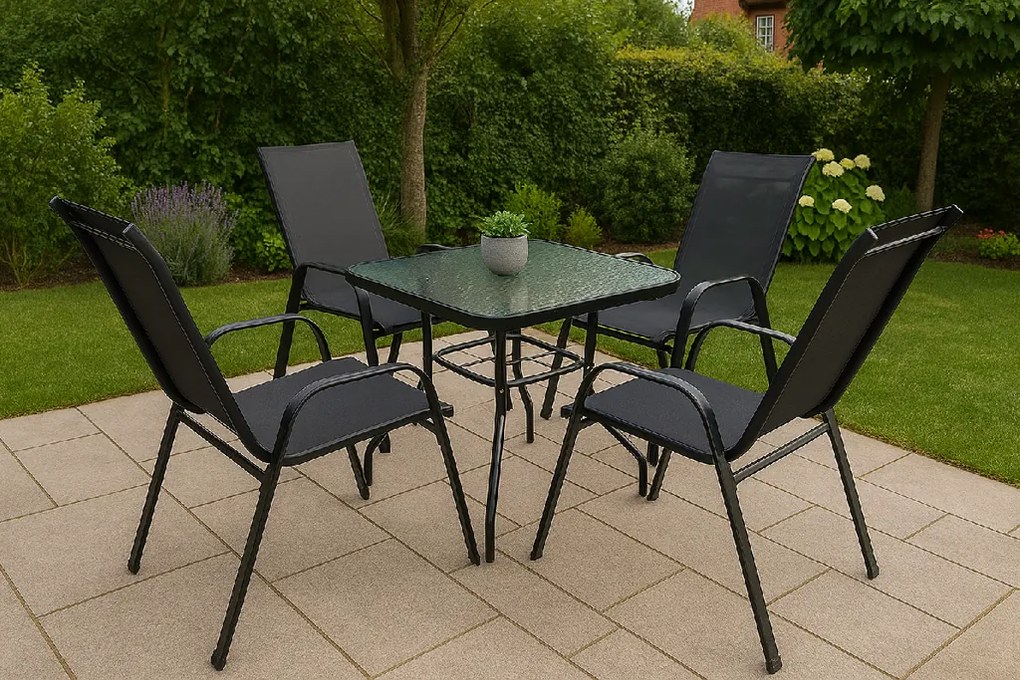 TRENDIE Sestava zahradního nábytku - 4 židle a stůl 80x80cm