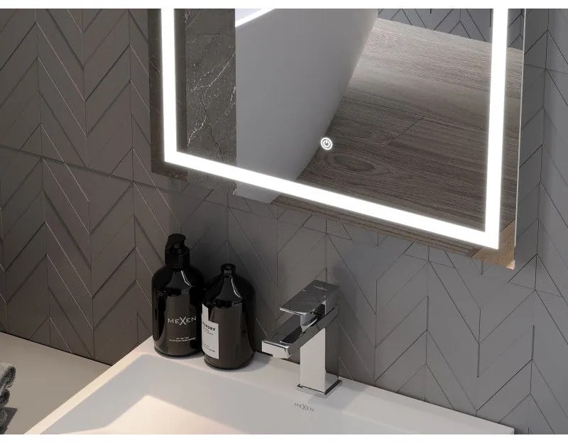 Mexen Miko, LED koupelnové zrcadlo s podsvícením 60 x 80 cm, 6000K, ochrana proti zamlžování, 9819-060-080-611-00