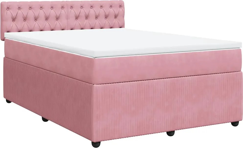 Box spring postel s matrací růžová 160x200 cm samet 3290093