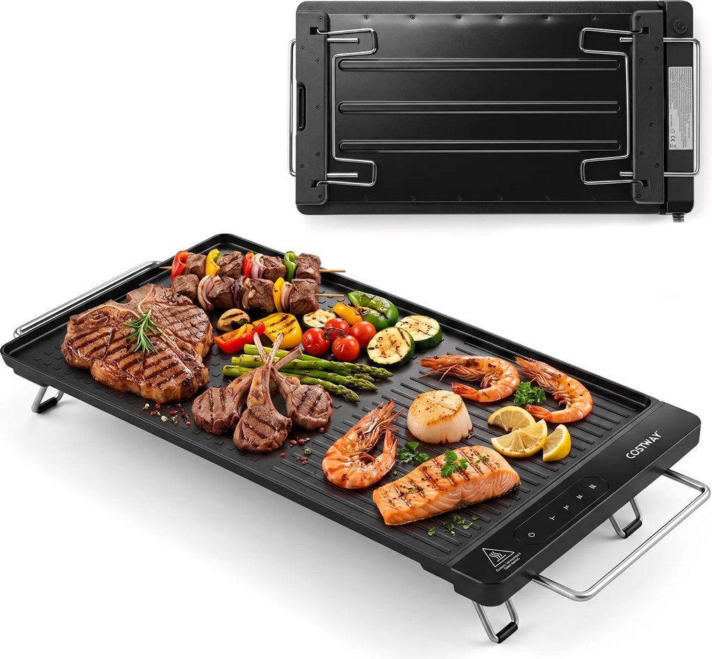 Costway 1300 W elektrická grilovací deska Teppanyaki gril s odnímatelným